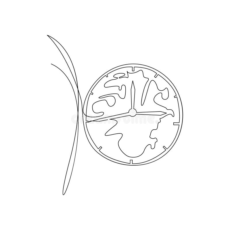 Vector in One Continuous Line Drawing Earth Hour Creativity Concept ...