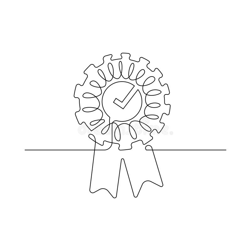 Vector One Continuous Line Drawing of Winner Award Badge Isolated on ...