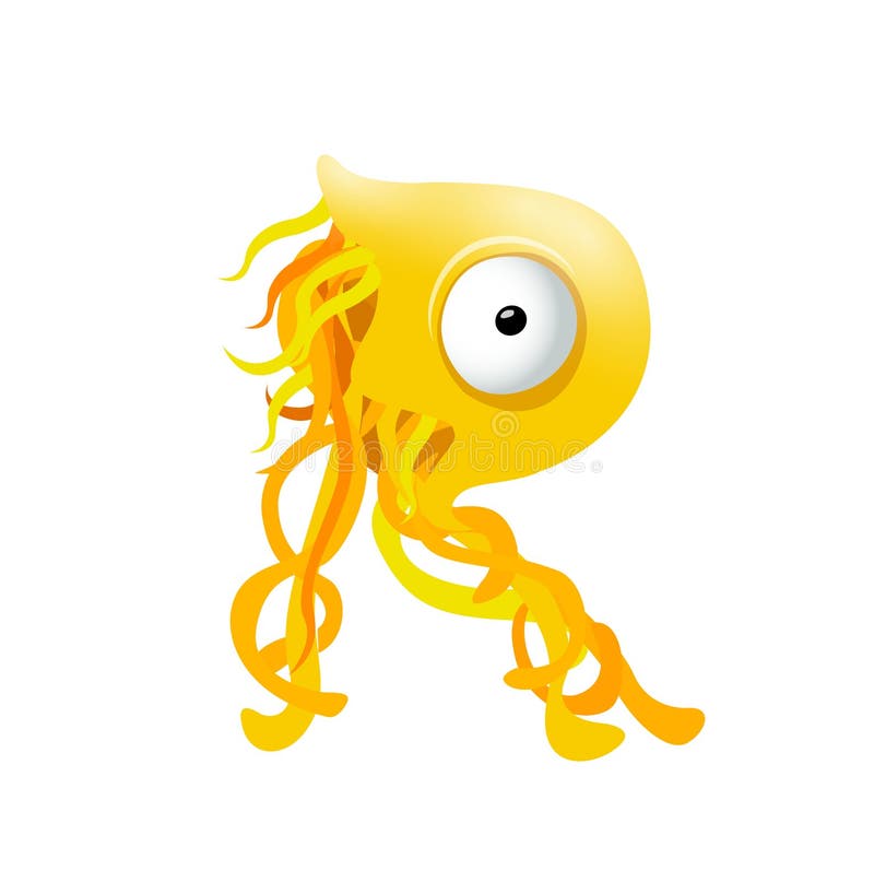 Vector One Letter R of Sea Alphabet Isolated on White Background. Stock ...