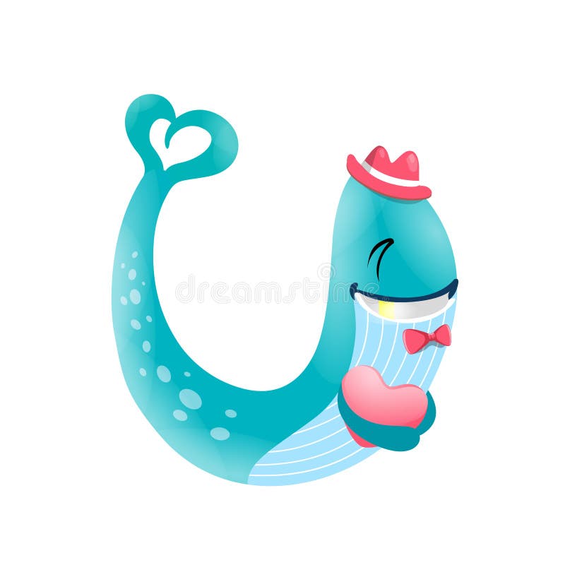 Vector One Letter U of Sea Alphabet Isolated on White Background. Stock ...