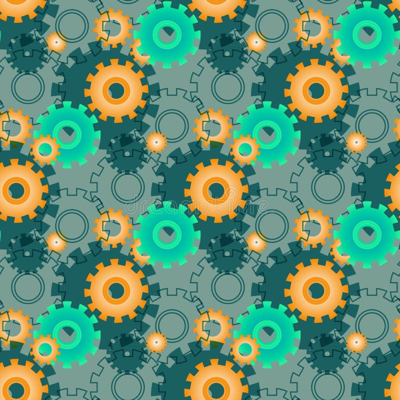 Vector Ongoing Pattern with Green Gears. Creative Geometric Background ...