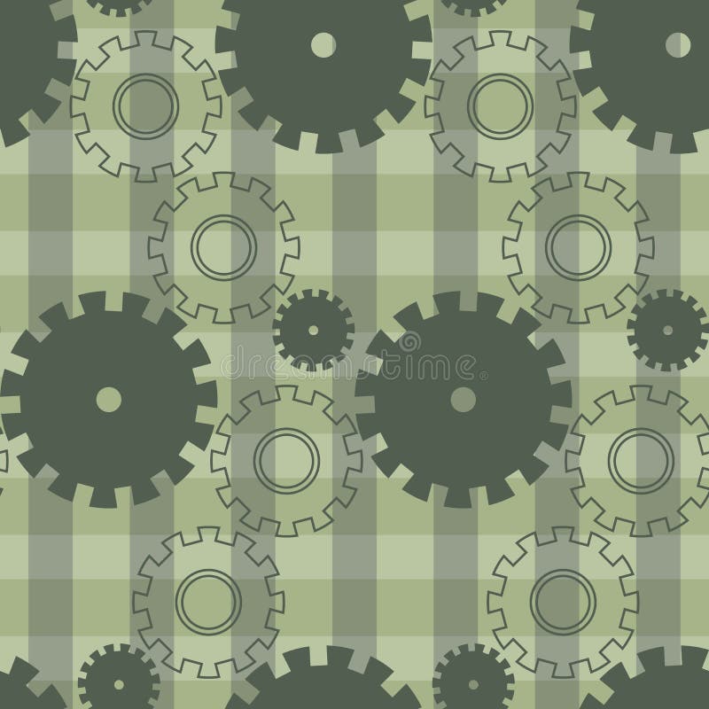 Vector Ongoing Pattern with Green Gears. Creative Geometric Background ...