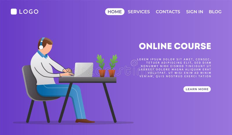 Vector Online Education Template for Your Website Stock Vector ...