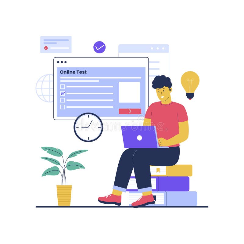 Vector of Online Exam Illustration Stock Vector - Illustration of ...