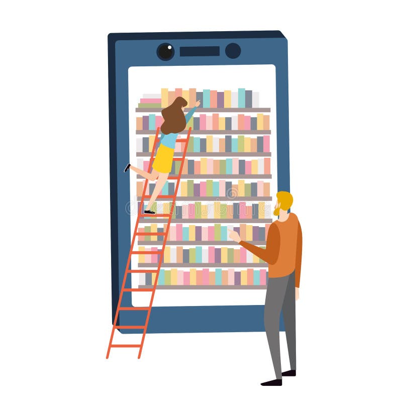Vector Online Reading. Reading App for Smartphone Stock Vector ...