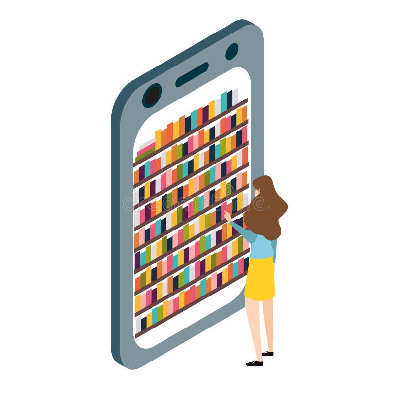 Vector Online Reading. Reading App for Smartphone Stock Vector ...