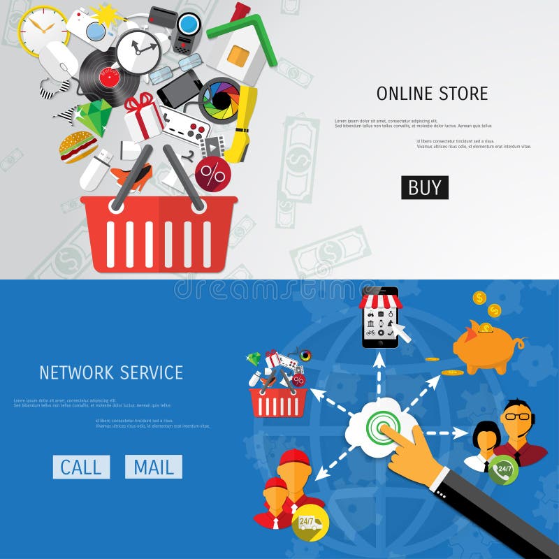 Vector Online Shopping Concept Stock Vector - Illustration of marketing ...