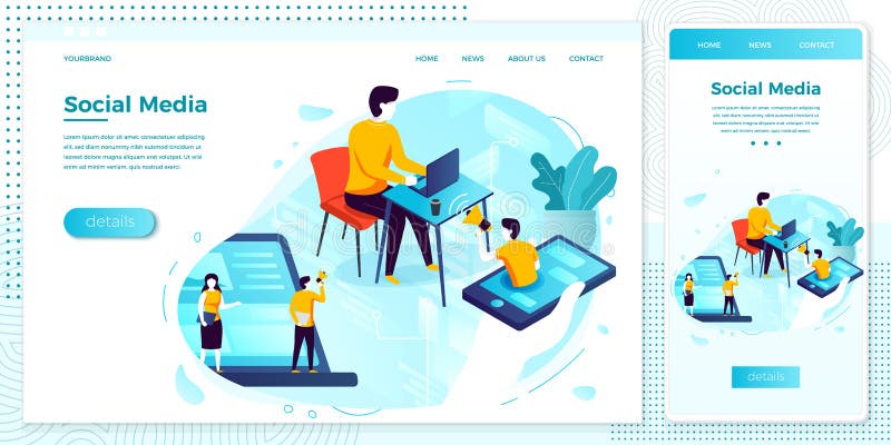 Vector Online Social Web Network Advertisement Set Stock Vector ...