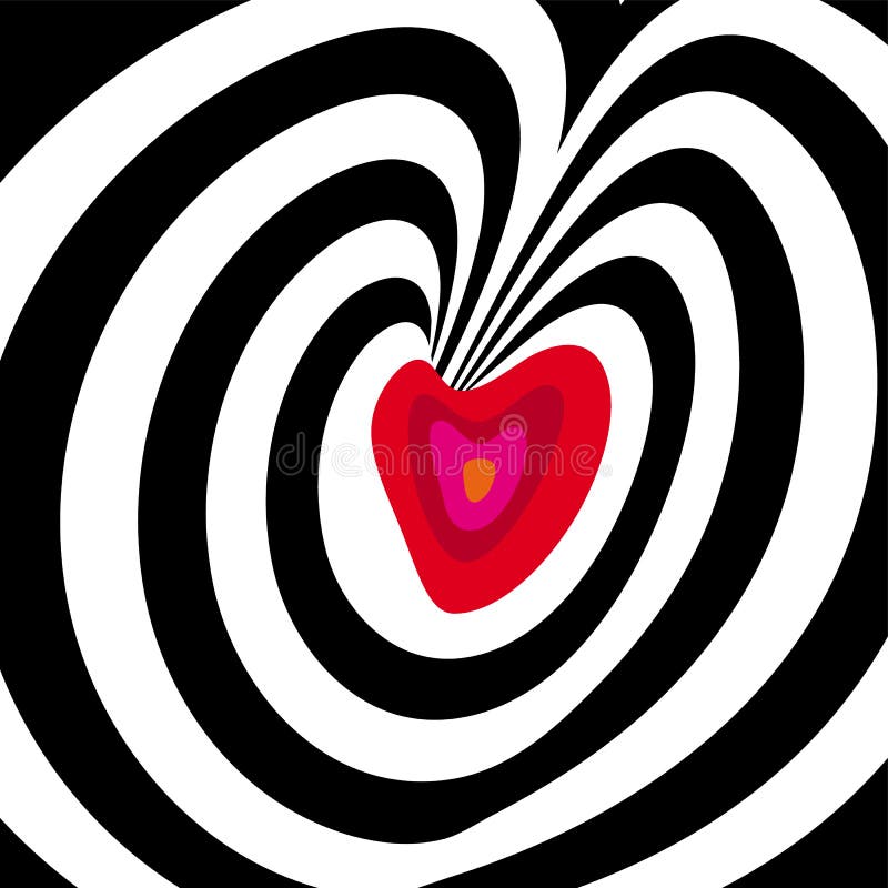 Op Art Heart. Optical Illusion Striped Seamless Pattern Stock Vector ...