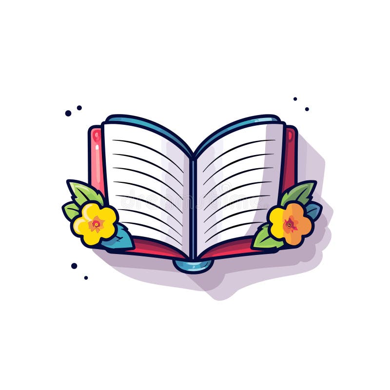Vector of an Open Book with Vibrant Flowers on the Cover Stock Vector ...