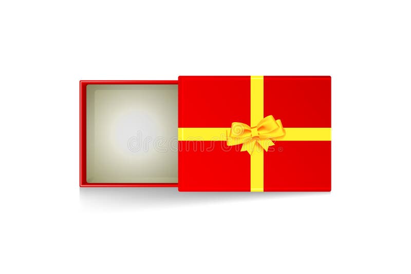 Vector Open Gift Box with Glossy Gold Bow Stock Vector - Illustration ...
