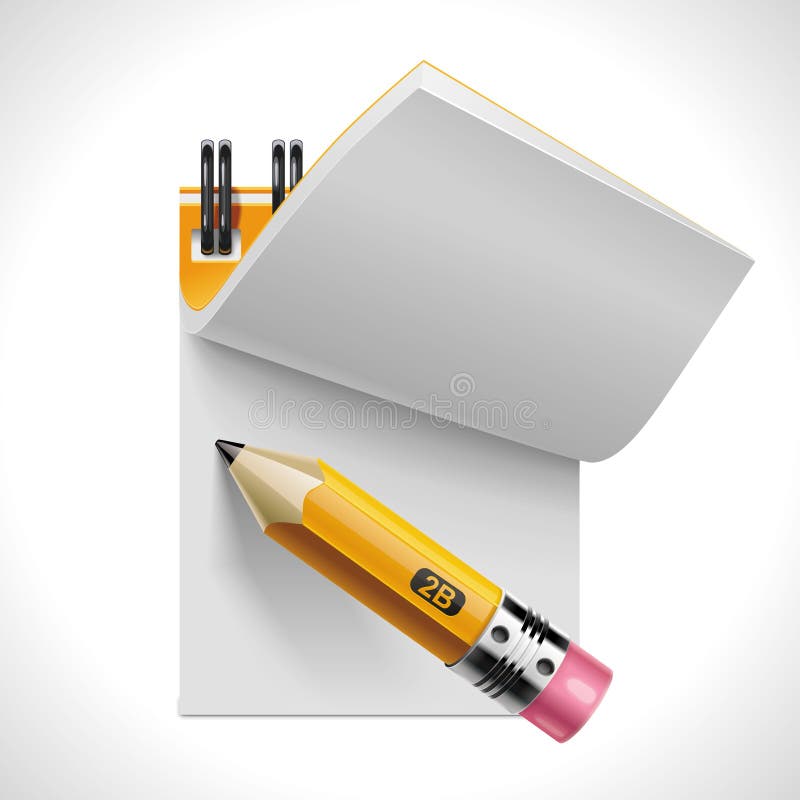 Vector Open Notepad with Pencil XXL Icon Stock Vector - Illustration of ...