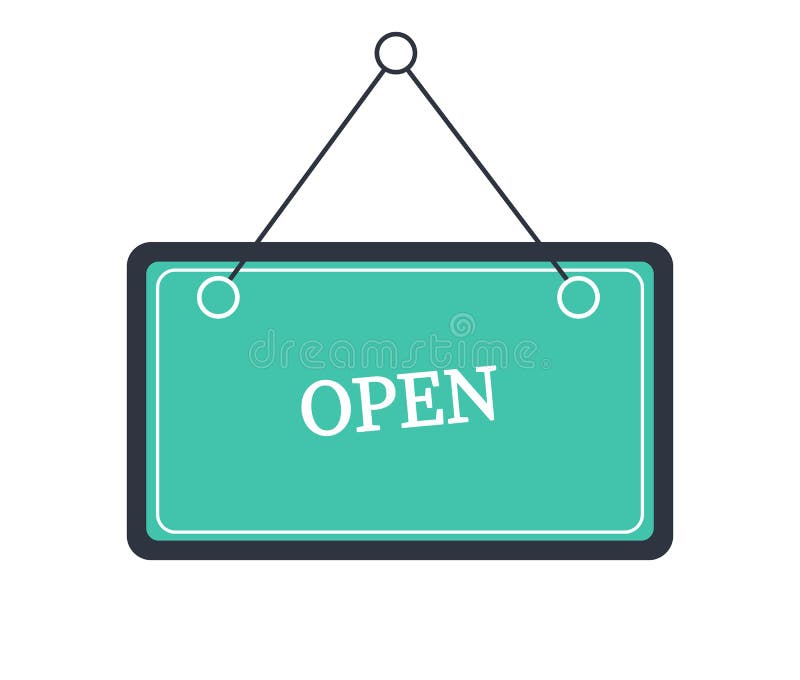 Vector Open Sign. Label with Text in Flat Style Stock Vector ...