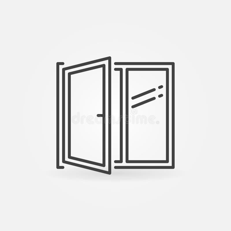Vector Open Window Outline Concept Minimal Icon or Sign Stock Vector ...