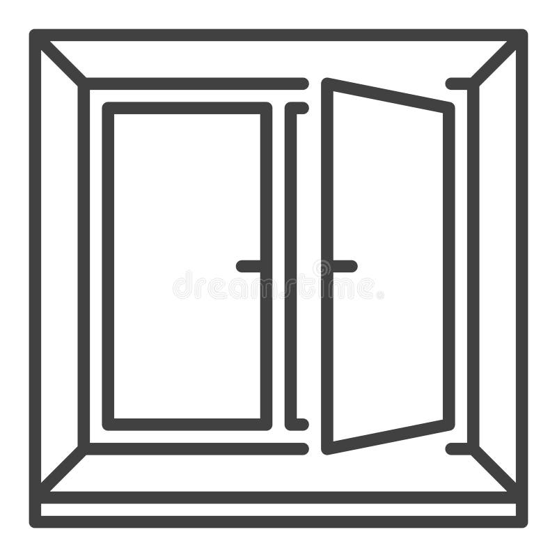 Vector Open Window Outline Icon or Symbol Stock Illustration ...