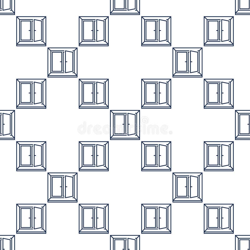 Vector Open Window Outline Seamless Pattern Stock Illustration ...