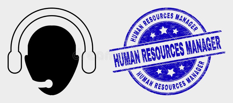 Vector Operator Head Icon and Scratched Human Resources Manager ...
