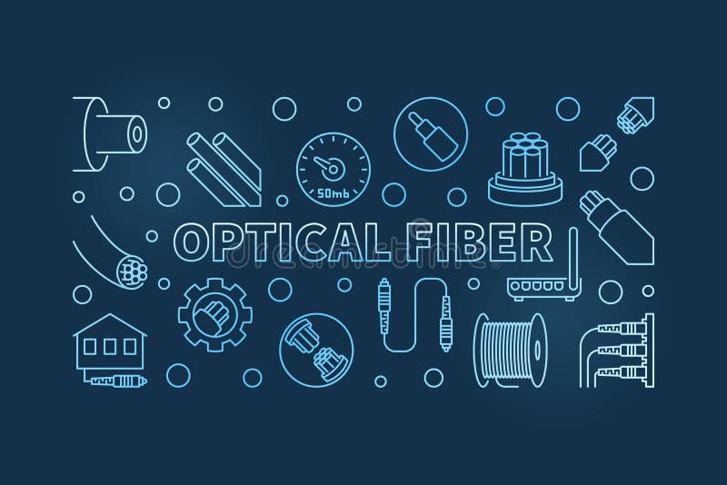 Optical Fiber Outline Icons Set. Vector Fiber Optic Cable Symbols Stock ...