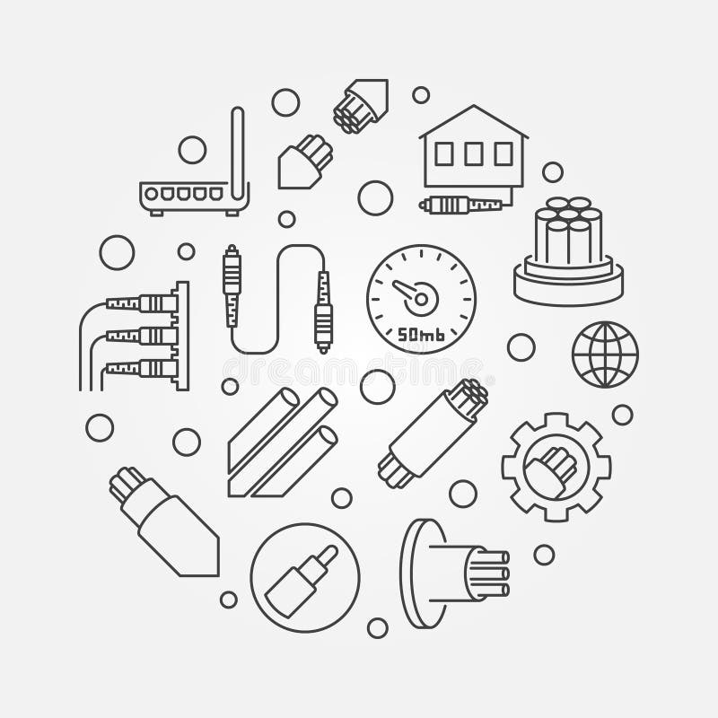 Vector Optical Fiber Round Outline Minimal Illustration Stock Vector ...