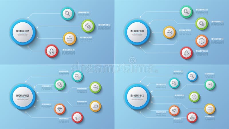 Vector 4 5 6 7 Options Infographic Designs, Structure Charts, Pr Stock ...