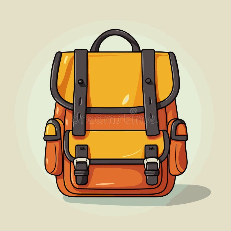 Vector of an Orange Backpack with Black Straps Stock Vector ...