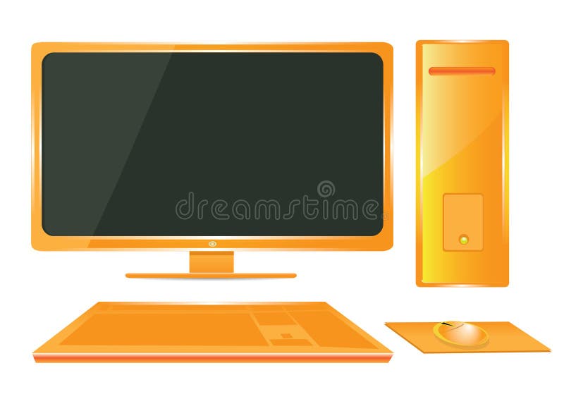 Vector Orange computer. stock vector. Illustration of black - 23158284