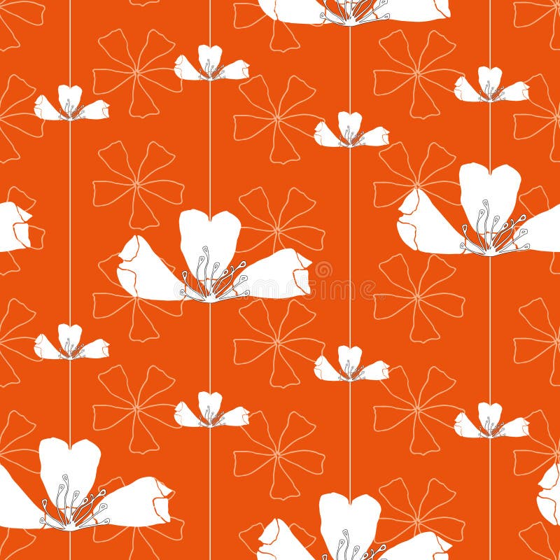 Vector Orange Growing Upwards Seamless Pattern Background. Stock Vector ...