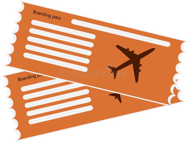 Vector Orange Pattern Airline Boarding Pass Stock Vector Illustration