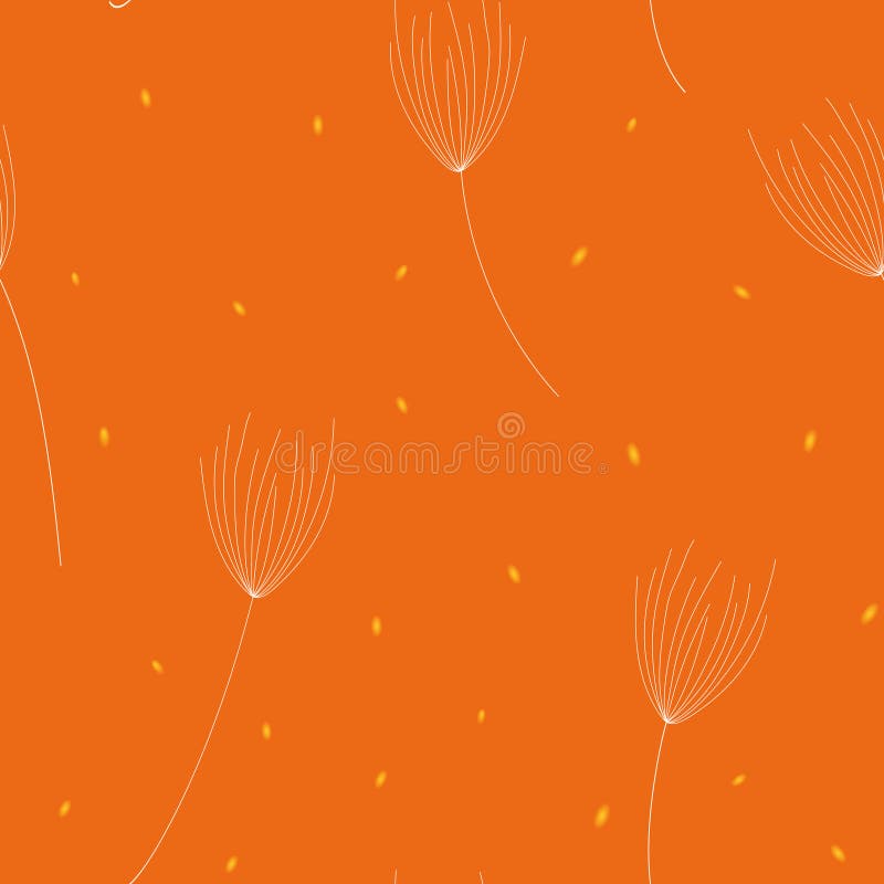 Vector Orange Seamless Pattern Background: Flying Spirit Seeds. Stock ...
