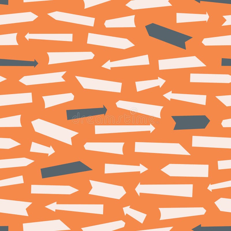 Vector Orange Sign Arrows Seamless Pattern Background Stock ...