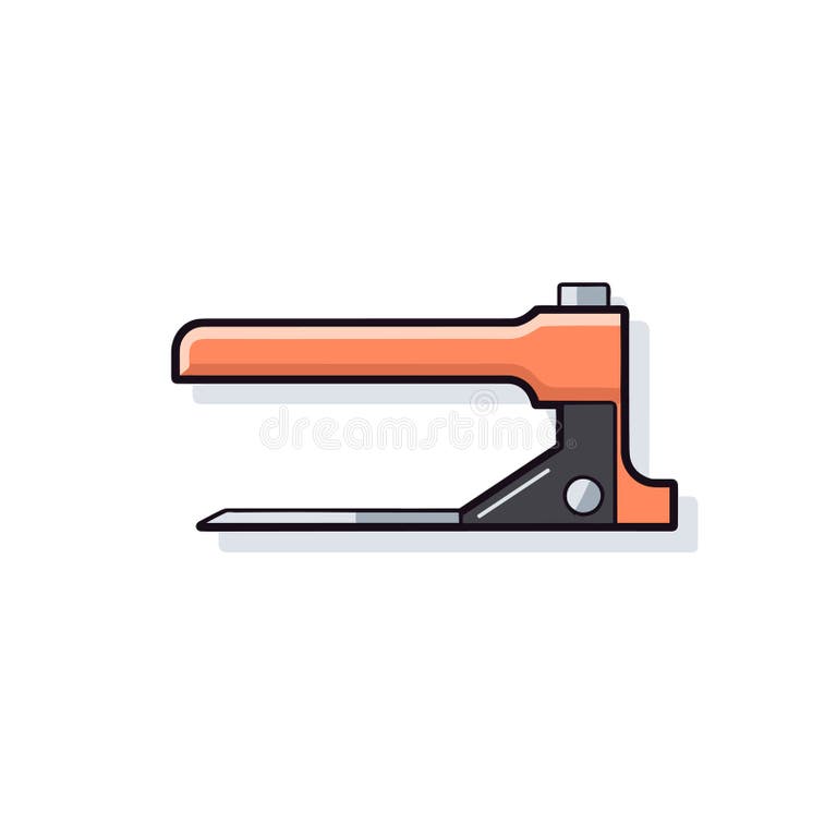 Vector of an Orange Stapler with a Black Handle on a White Background ...