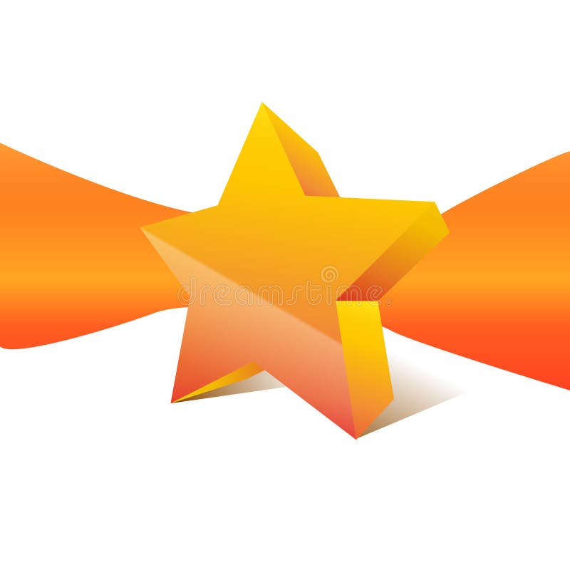 Vector Orange Star with Ribbon on Background Stock Vector ...