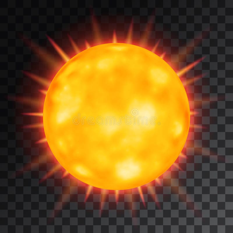 Vector Orange Beautiful Sun on Transparent Background. Stock Vector ...