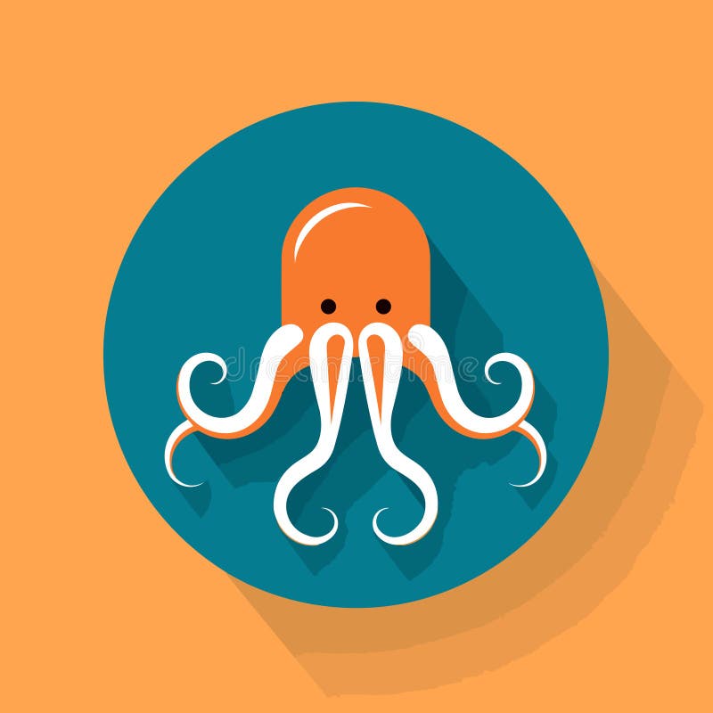 Vector of an Orange and White Octopus on a Blue Circle Stock Vector ...