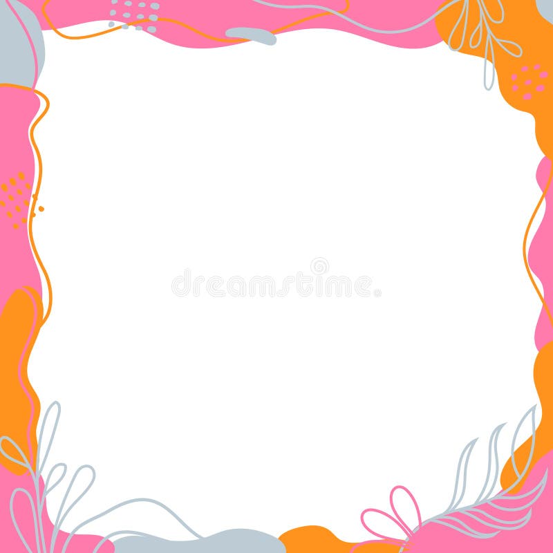 Vector Organic Abstract Background Frame with Organic Shapes, Flowers ...