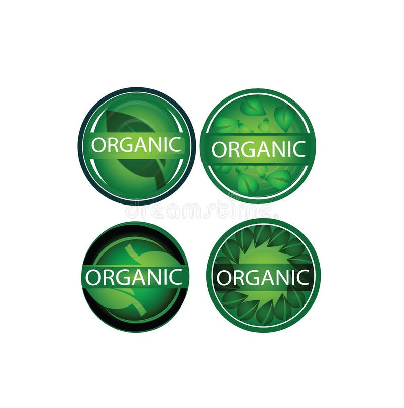 Vector Set of Organic, Green Leaf, Natural, Biology Labels for Web ...