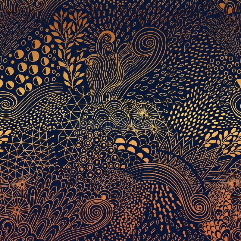 Vector Organic Seamless Abstract Background, Botanical Motif, Freehand ...