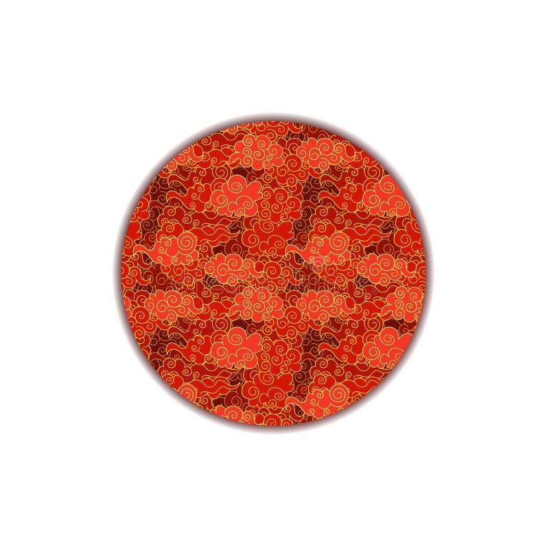 Vector Oriental Clouds Patterned Circle with Shadow Isolated. Stock ...