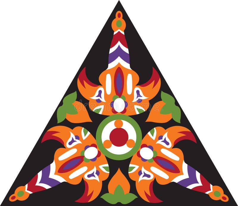 Vector Oriental Traditional Flower Triangular Pattern Stock Vector ...