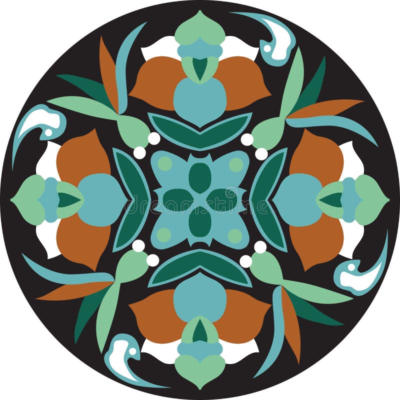 Vector Oriental Traditional Lotus Flower Circular Pattern Stock Vector ...