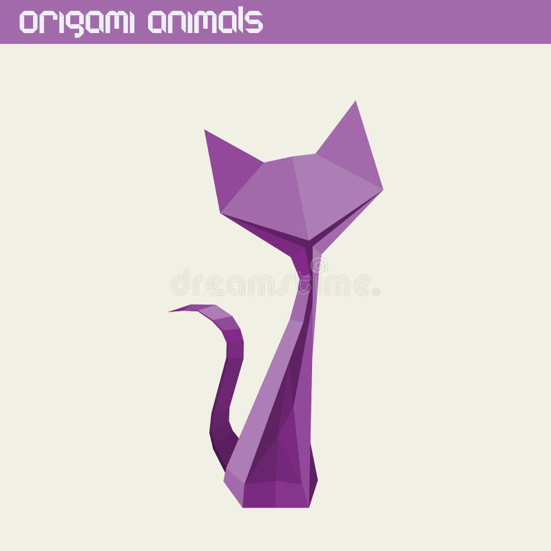 Vector Origami Animal. Cute Cat Stock Vector - Illustration of japan ...