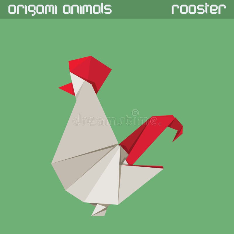 Vector Origami Animal. Rooster. Stock Vector - Illustration of abstract ...