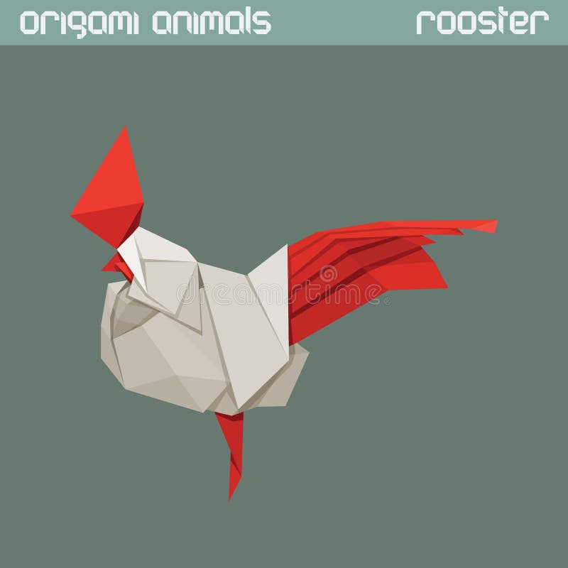 Vector Origami Animal. Rooster. Stock Vector - Illustration of folded ...