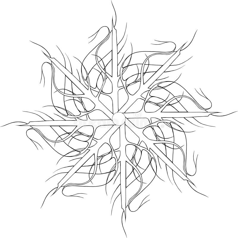 Vector Ornament, Linear Fractal, Mandala. Black and White Pattern Stock ...