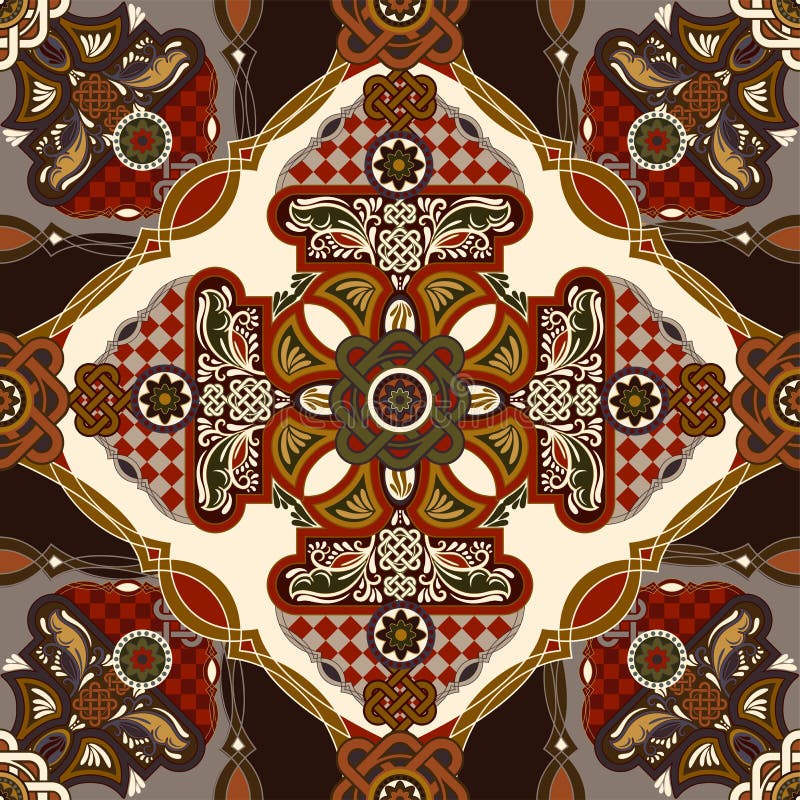 Vector Ornamental Tile Pattern. Colorful Square Design, Ethnic Style ...