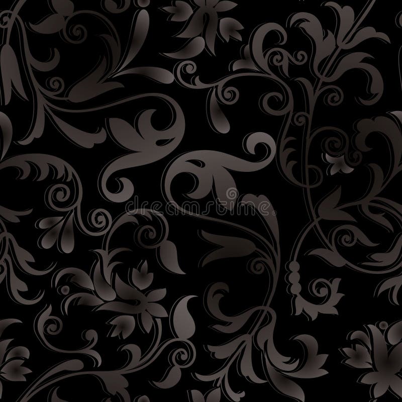 Vector - Ornate Black Background Stock Vector - Illustration of wave ...