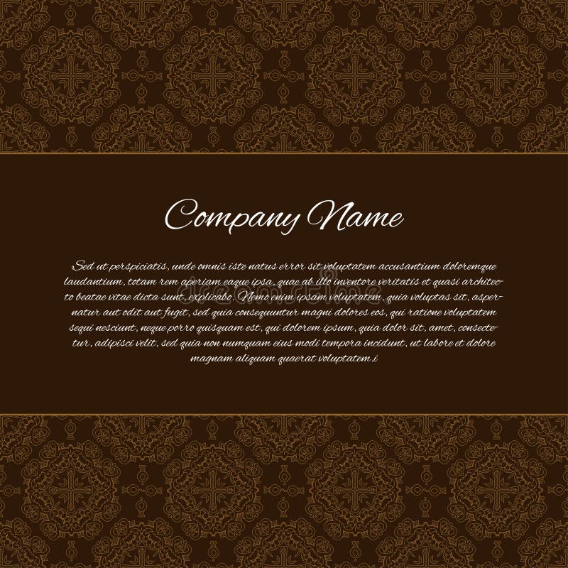 Vector Ornate Decor with Place for Text. Card for Business in Re Stock ...