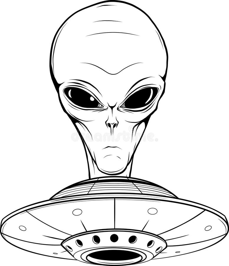 Vector Outline Alien Head Vector Illustration Design Stock Vector ...