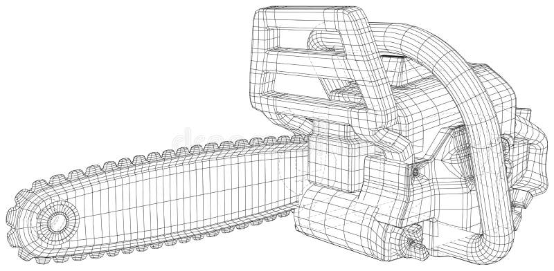 Vector Outline Electric Saw. Wire-frame Circular Saw. EPS10 Format ...