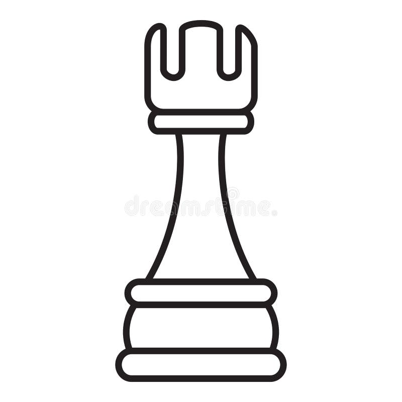 Vector Outline Chess Rook Icon Stock Vector - Illustration of mate ...